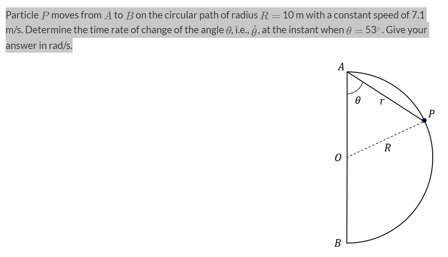 Solved Particle P moves from A to B on the circular path of | Chegg.com