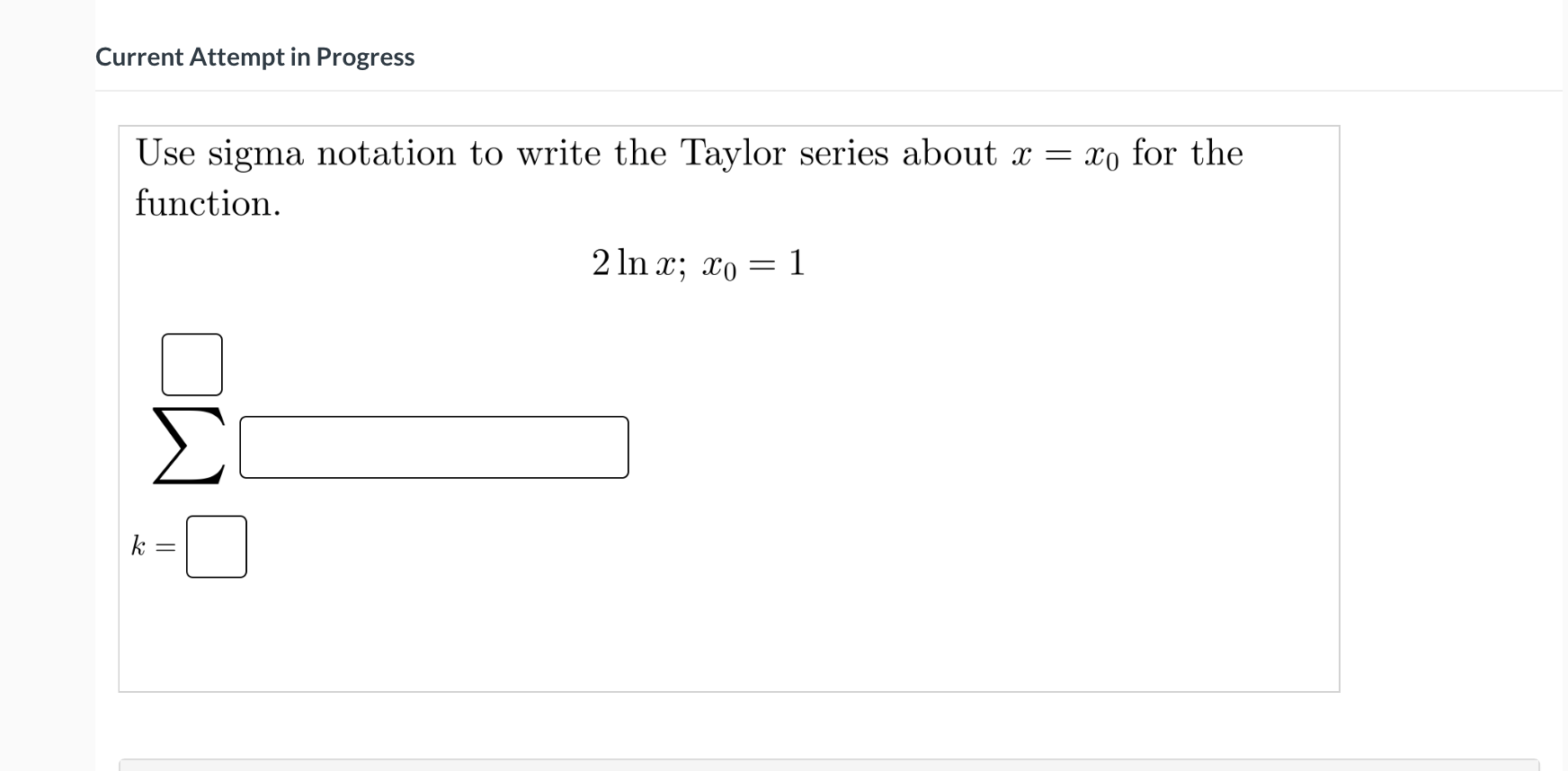 Solved Use sigma notation to write the Taylor series about | Chegg.com