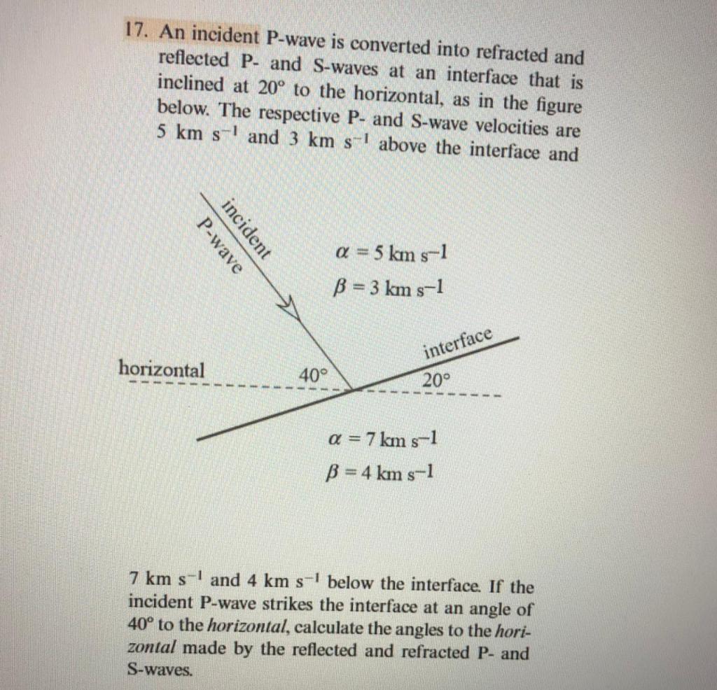 Solved 17. An incident P-wave is converted into refracted | Chegg.com