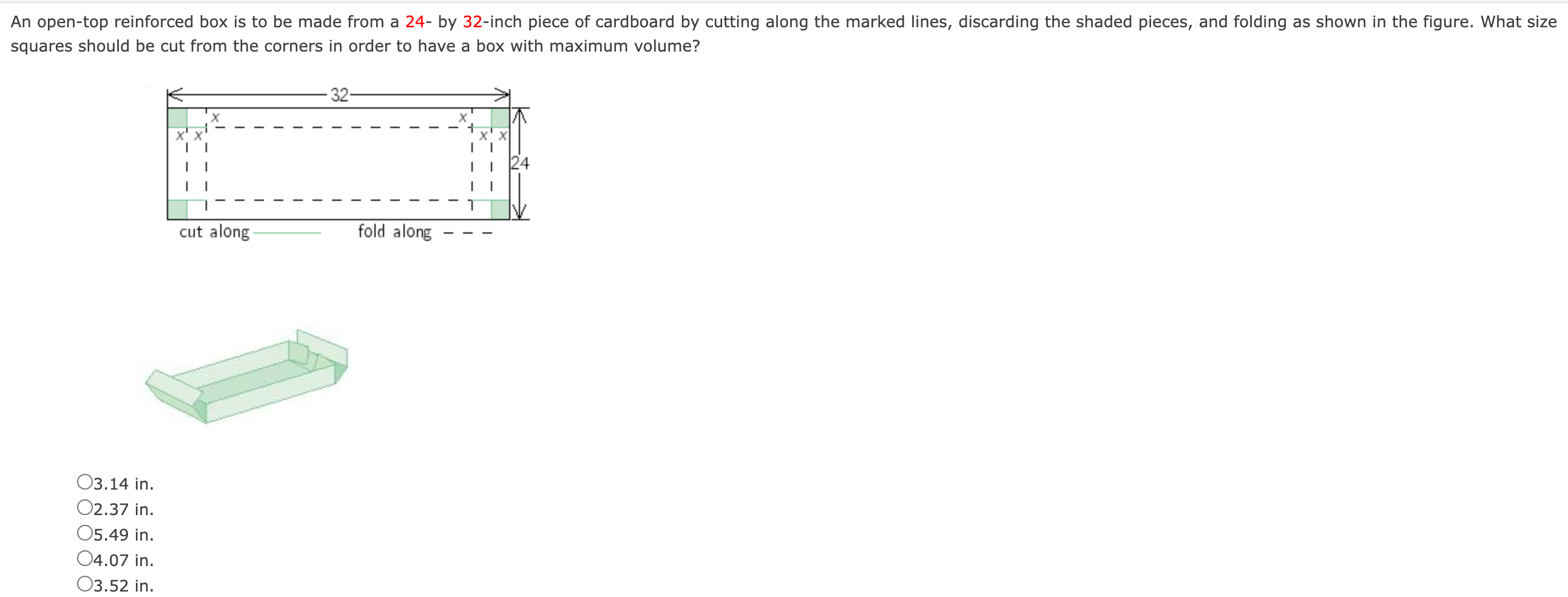 Solved An open-top reinforced box is to be made from a 24-by | Chegg.com