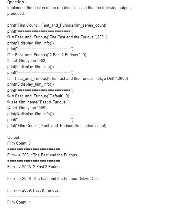 Solved Question Implement the design of the required class | Chegg.com