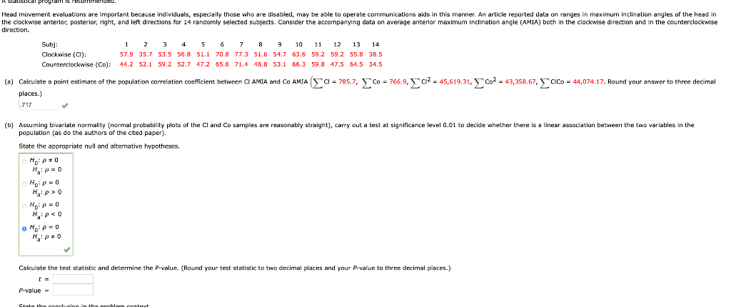 Solved program Head movement evaluations are important | Chegg.com