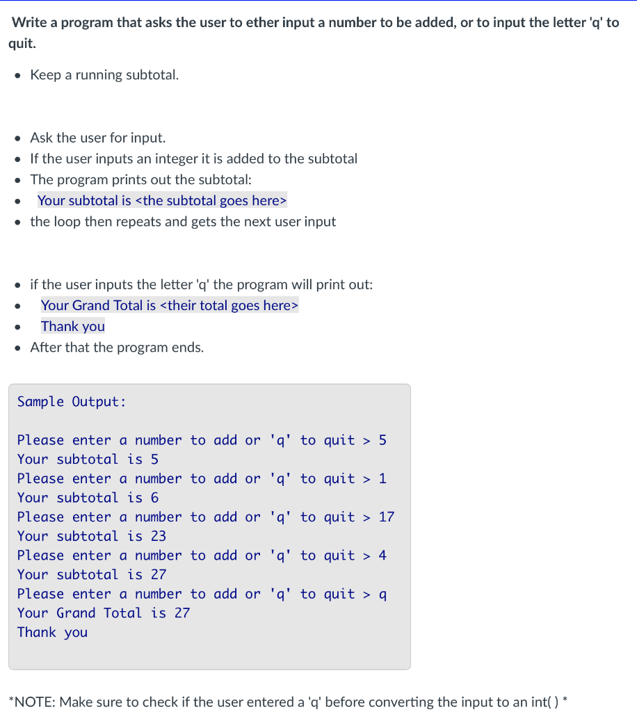 Solved Write A Program That Asks The User To Ether Input A