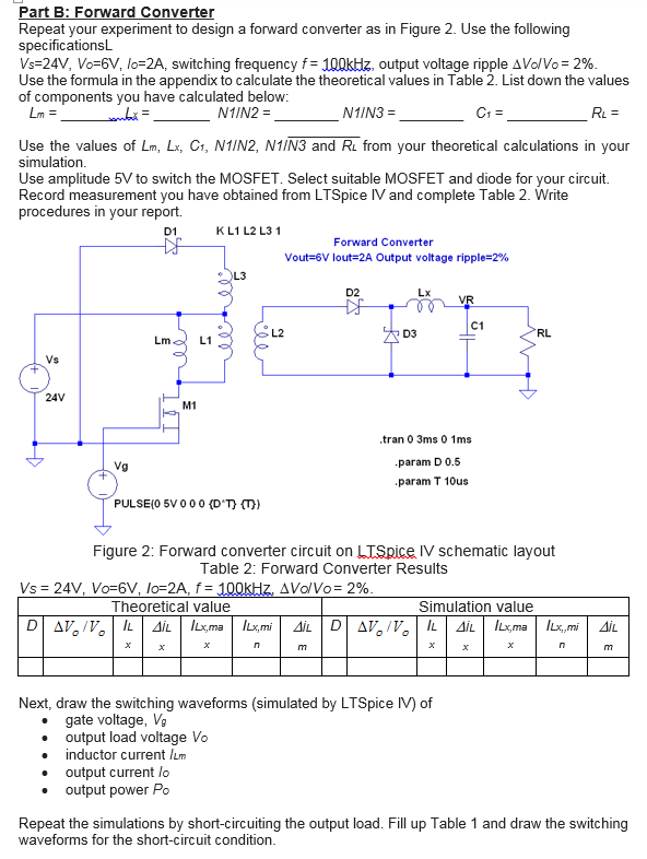 Part B: Forward Converter Repeat your experiment to | Chegg.com