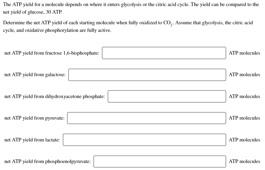 Solved The ATP yield for a molecule depends on where it | Chegg.com