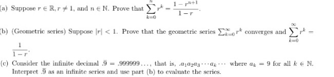 Solved Suppose r epsilon R r notequalto 1. and n epsilon N. | Chegg.com