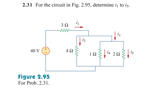 Solved 2.31 For the circuit in Fig. 2.95, determine i1 to | Chegg.com