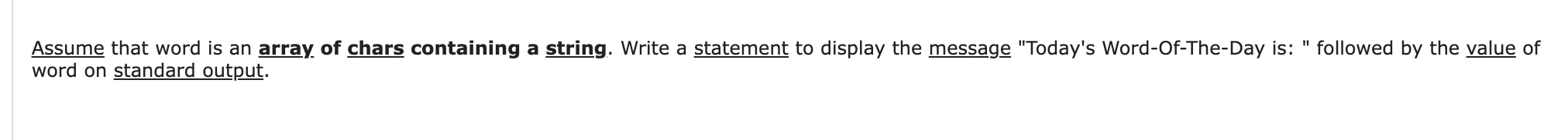 Solved Assume that word is an array of chars containing a | Chegg.com
