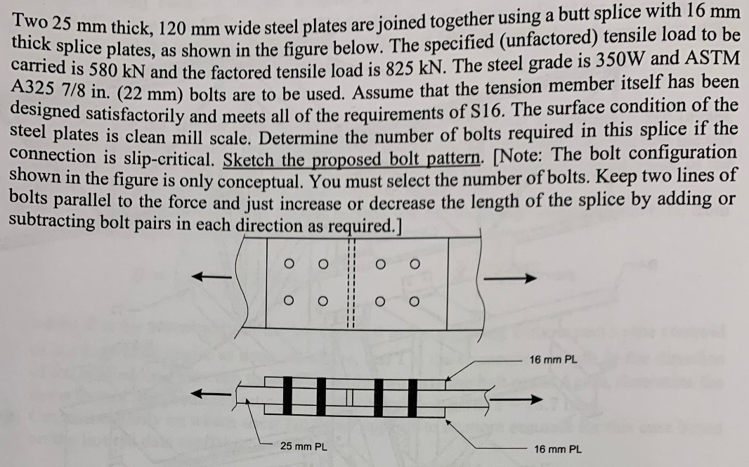 thick splice plates, as show 25 mm thick, 120 mm wide | Chegg.com
