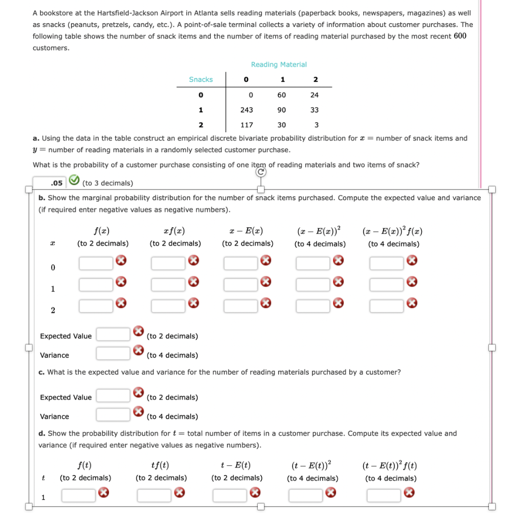 Solved d. Show the probability distribution for t= total | Chegg.com