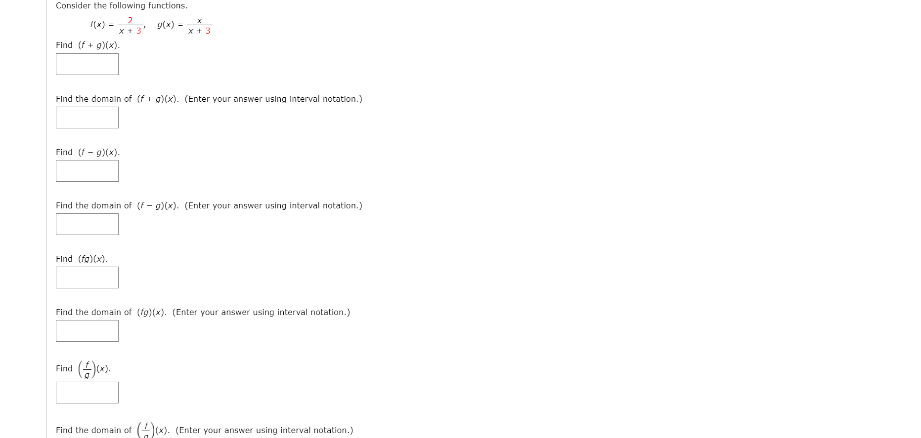 Solved Consider The Following Functions F X 2 G X X