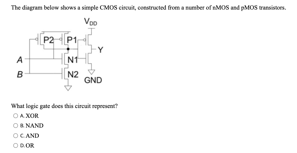 Solved The diagram below shows a simple CMOS circuit, | Chegg.com