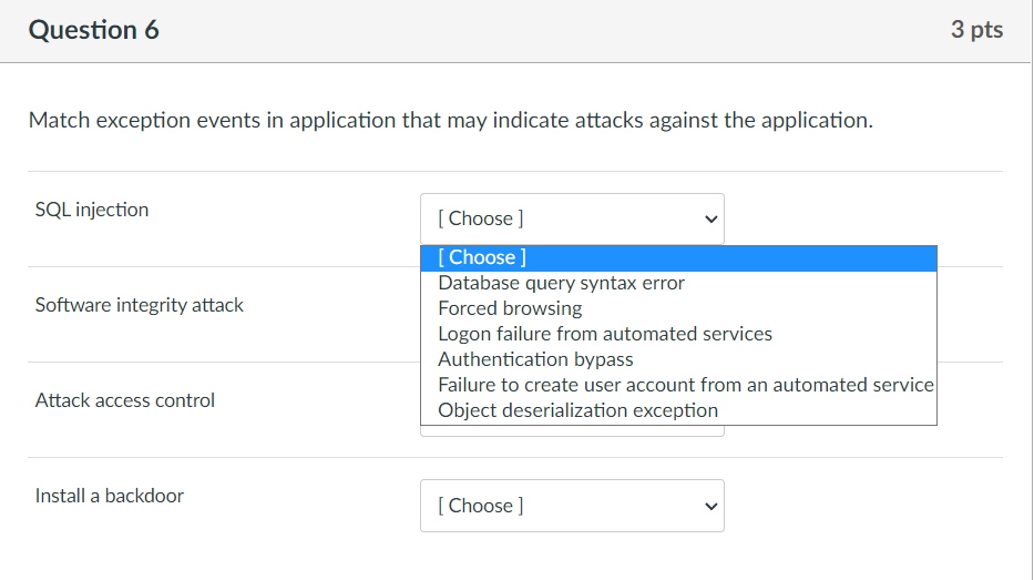 Solved Match exception events in application that may | Chegg.com