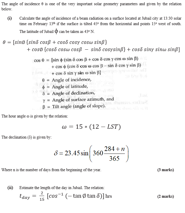 Solved The angle of incidence 8 is one of the very important | Chegg.com