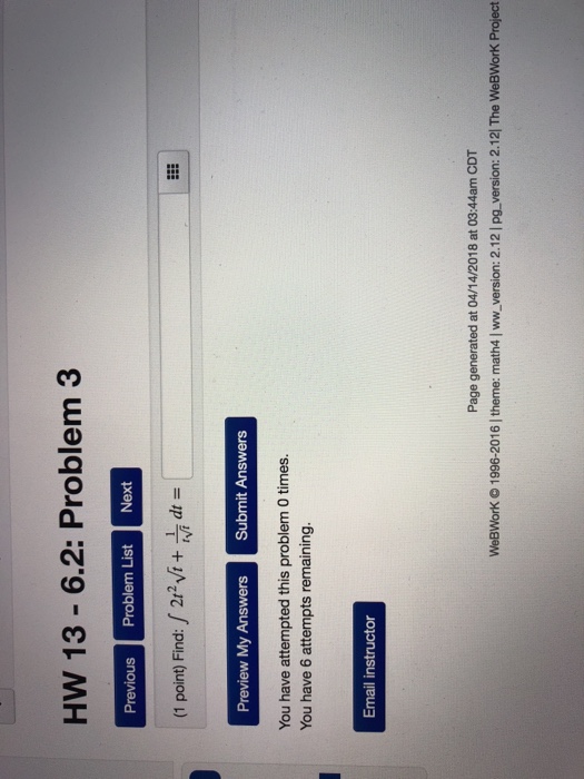 Solved HW 13 - 6.2: Problem 3 Previous Problem List Next (1 | Chegg.com