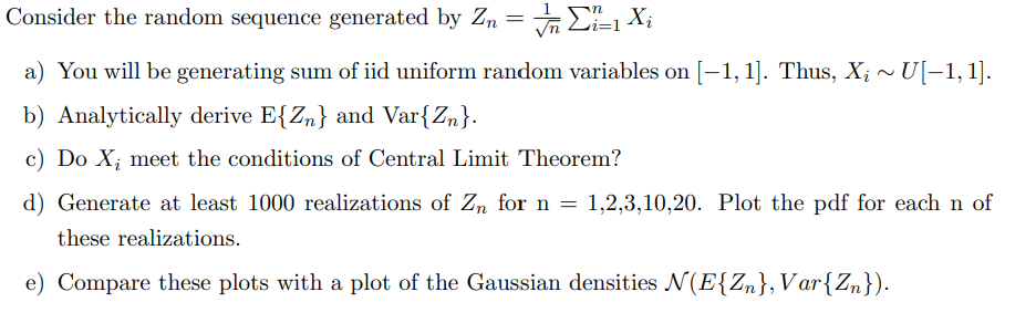 Solved Consider the random sequence generated by | Chegg.com