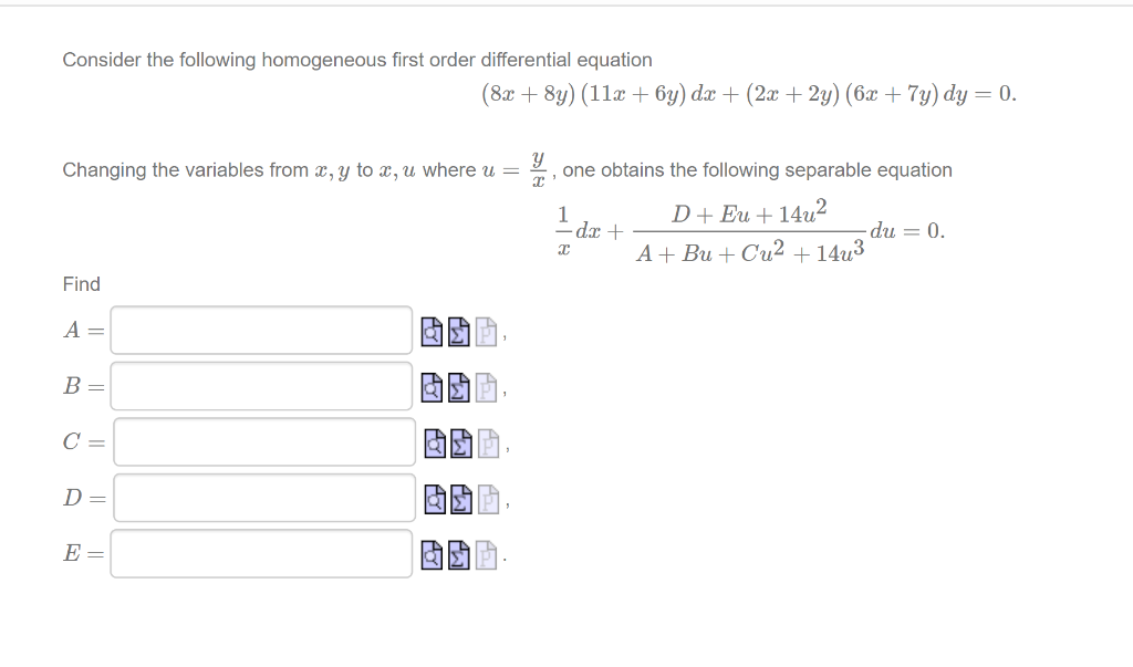 Solved Consider the following homogeneous first order | Chegg.com