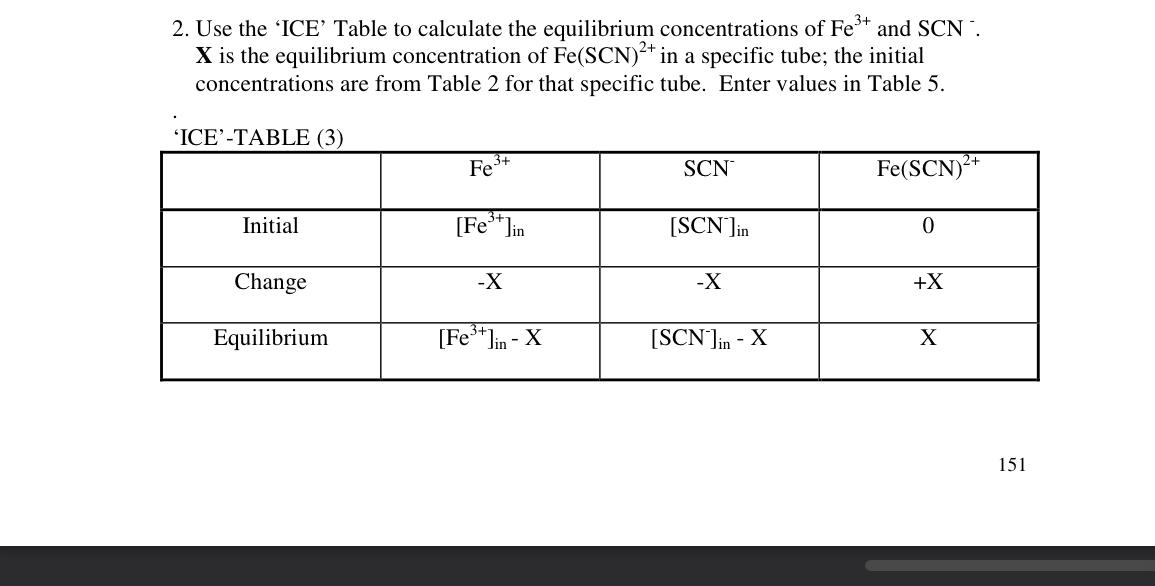 Solved 2. Use the 'ICE' Table to calculate the equilibrium | Chegg.com