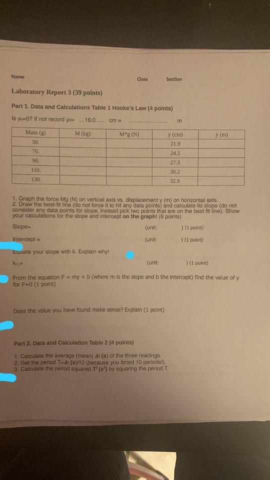 Solved Name Class Section Laboratory Report 3 (39 points) | Chegg.com