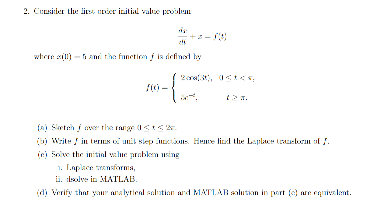 Solved 2 Consider The First Order Initial Value Problem Dx