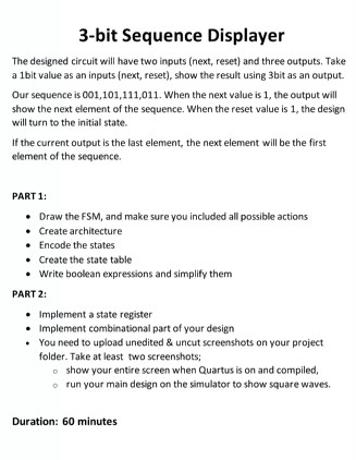 Solved 3-bit Sequence Displayer The designed circuit will | Chegg.com