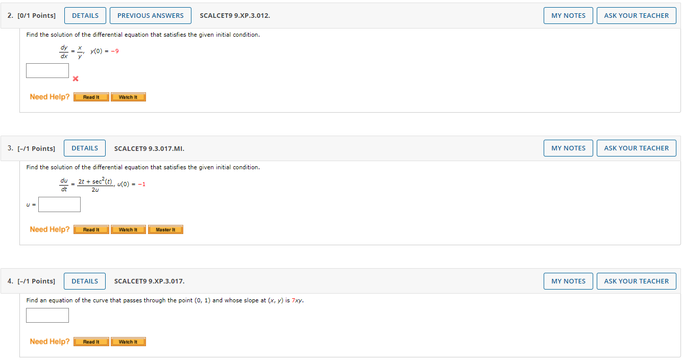 Solved 2. [0/1 Points] DETAILS PREVIOUS ANSWERS SCALCET9 | Chegg.com