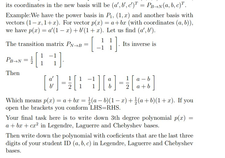 Solved 4. Transition matrices Suppose your have a vector | Chegg.com
