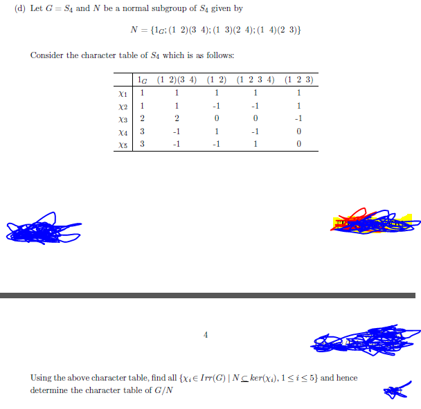 Solved (d) Let G=S4 and N be a normal subgroup of S4 given | Chegg.com