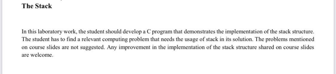 Solved The Stack In this laboratory work, the student should | Chegg.com