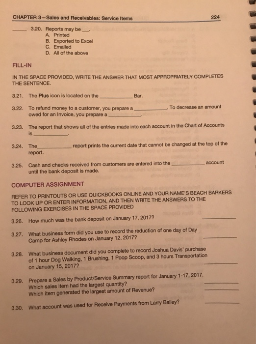 Solved CHAPTER 3-Sales and Receivables: Service Items | Chegg.com