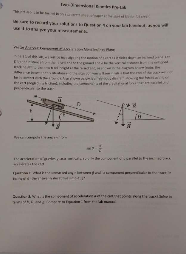 Solved Two-Dimensional Kinetics Pre-Lab This pre-lab is to | Chegg.com