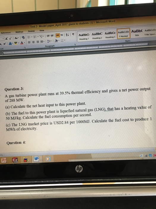 Solved A gas turbine power plant runs at 39.5% thermal | Chegg.com