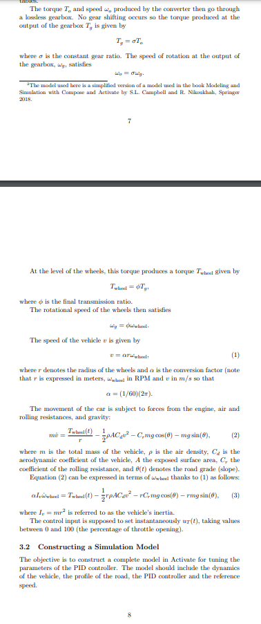 Cruise control: PID implementation Activate | Chegg.com