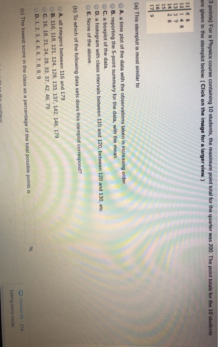 Solved 3 points) For a Physics course containing 10 | Chegg.com