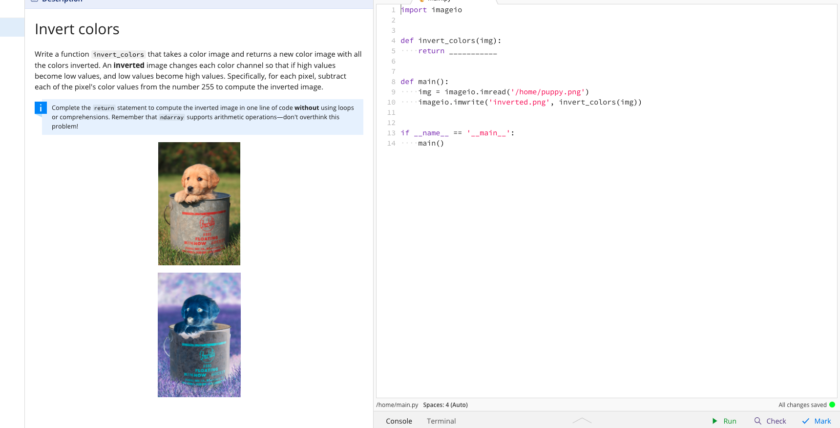 i import imageio Invert colors 3 4 def invert_colors | Chegg.com