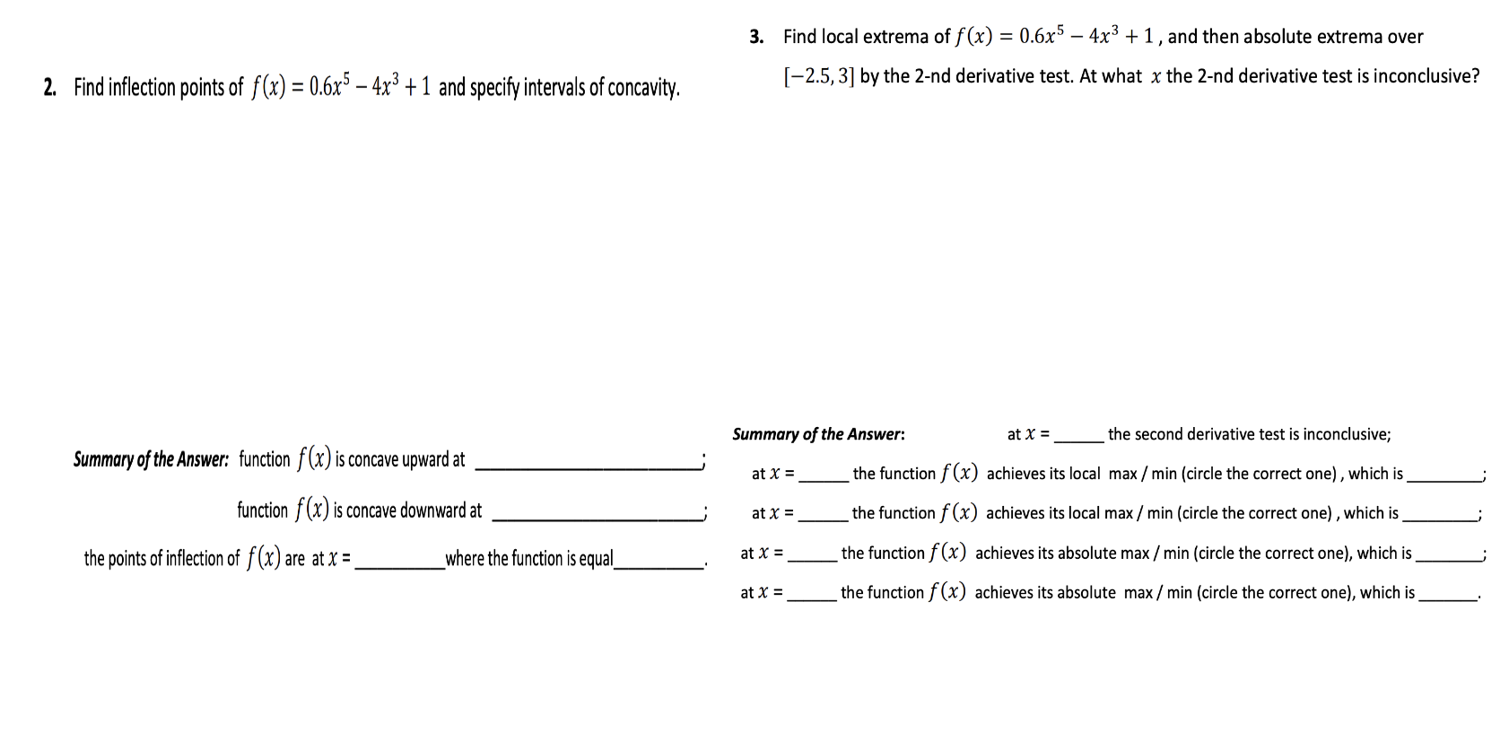 Solved 3. Find local extrema of f(x)=0.6x5−4x3+1, and then | Chegg.com