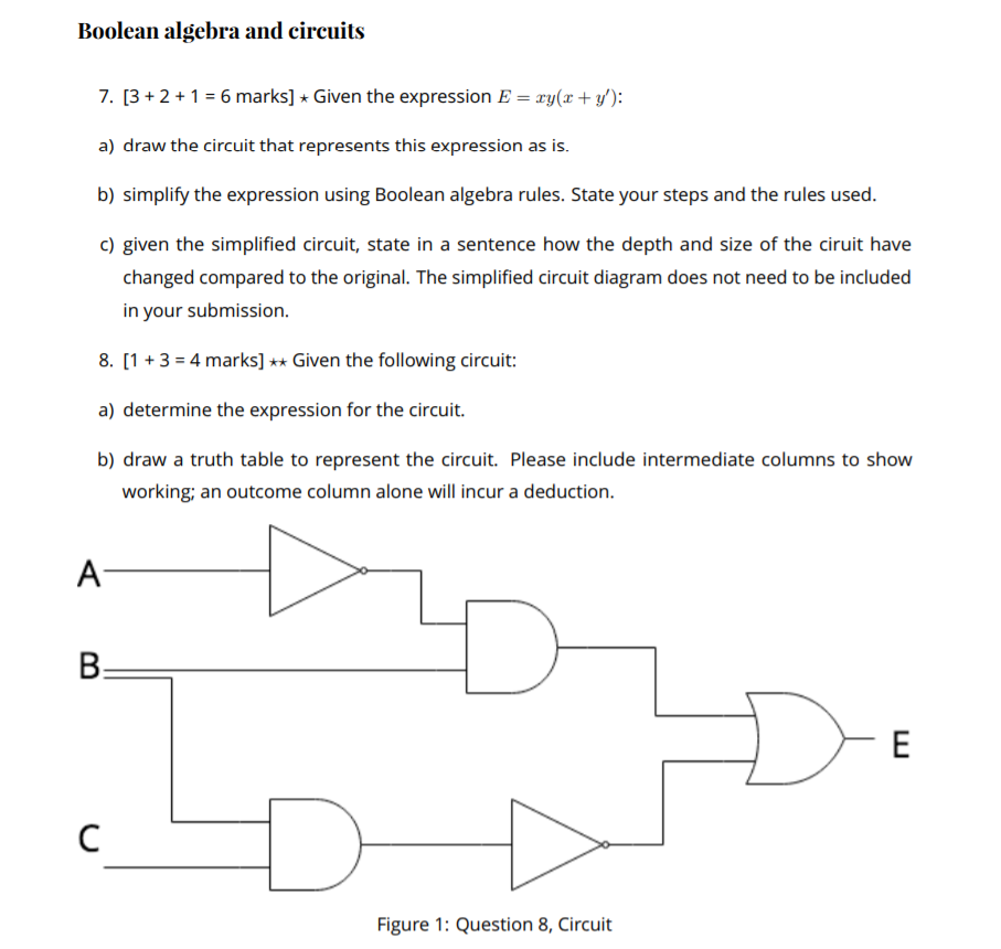 Solved Boolean algebra and circuits 7. 13+2+1 6 marks] Given | Chegg.com