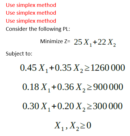 Solved Use simplex method Use simplex method Use simplex | Chegg.com