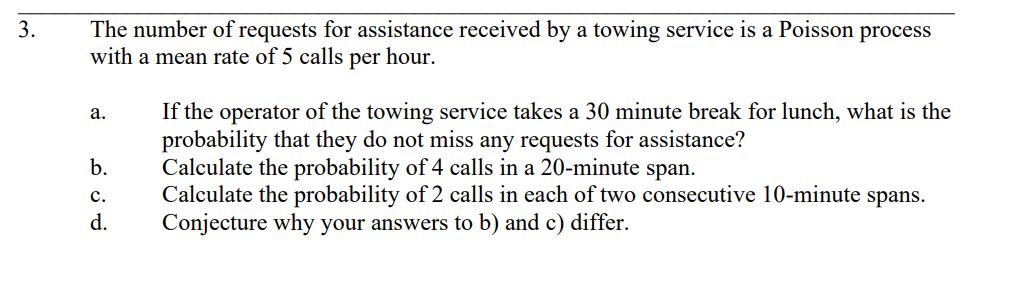Solved The number of requests for assistance received by a | Chegg.com
