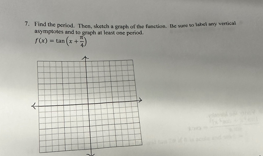 Solved 7. Find the period. Then, sketch a graph of the | Chegg.com