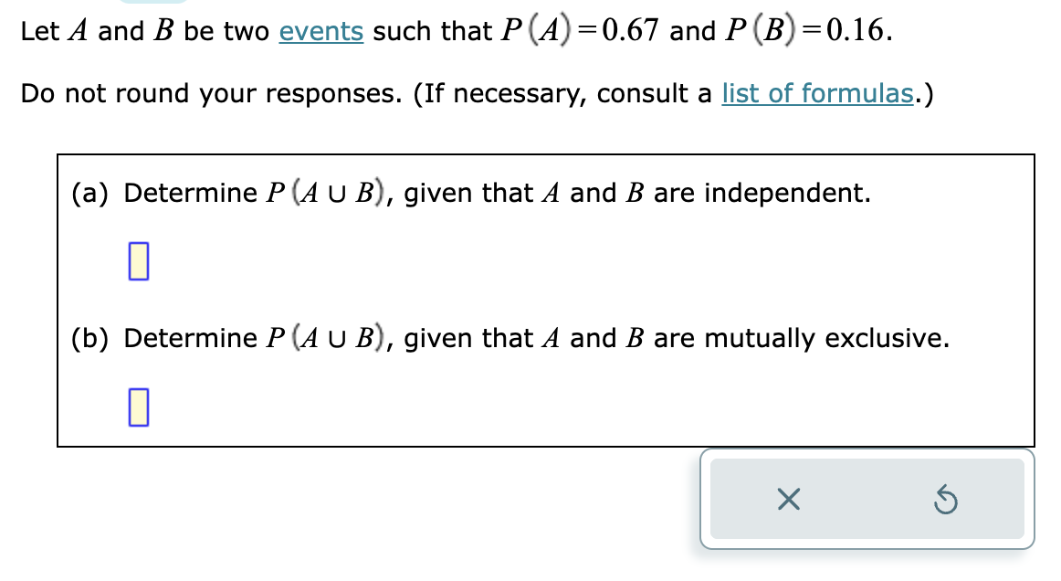 Solved Let A and B be two events such that P(A)=0.67 and | Chegg.com