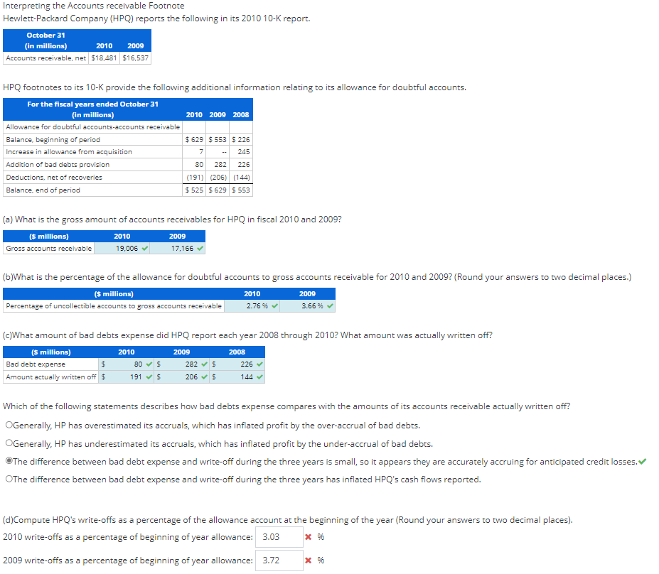 Solved Interpreting the Accounts receivable Footnote | Chegg.com