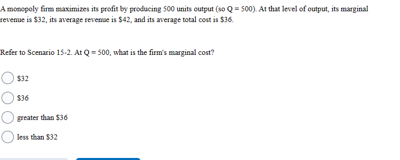 Solved A monopoly firm maximizes its profit by producing 500 | Chegg.com