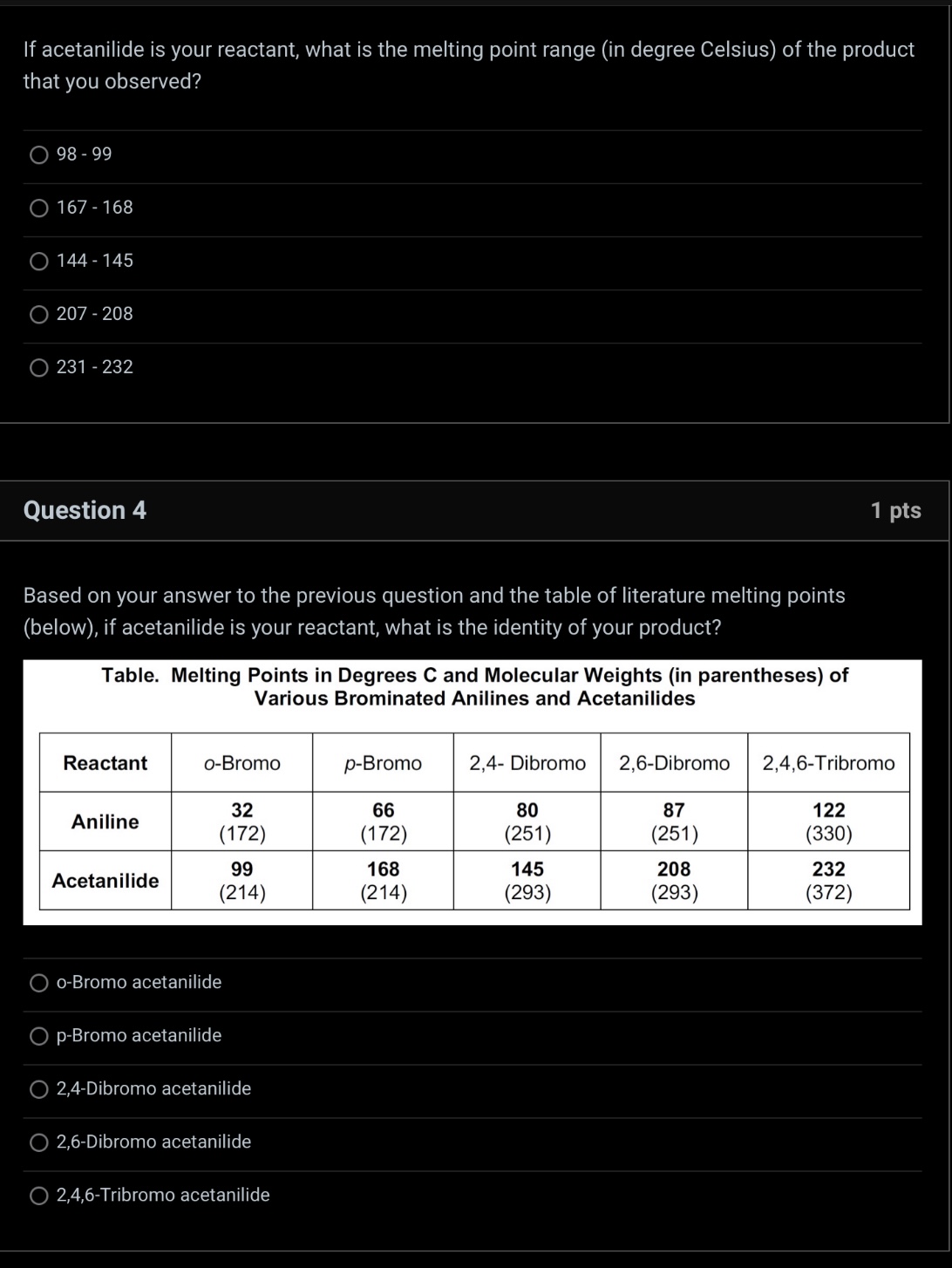 Solved If acetanilide is your reactant, what is the melting | Chegg.com