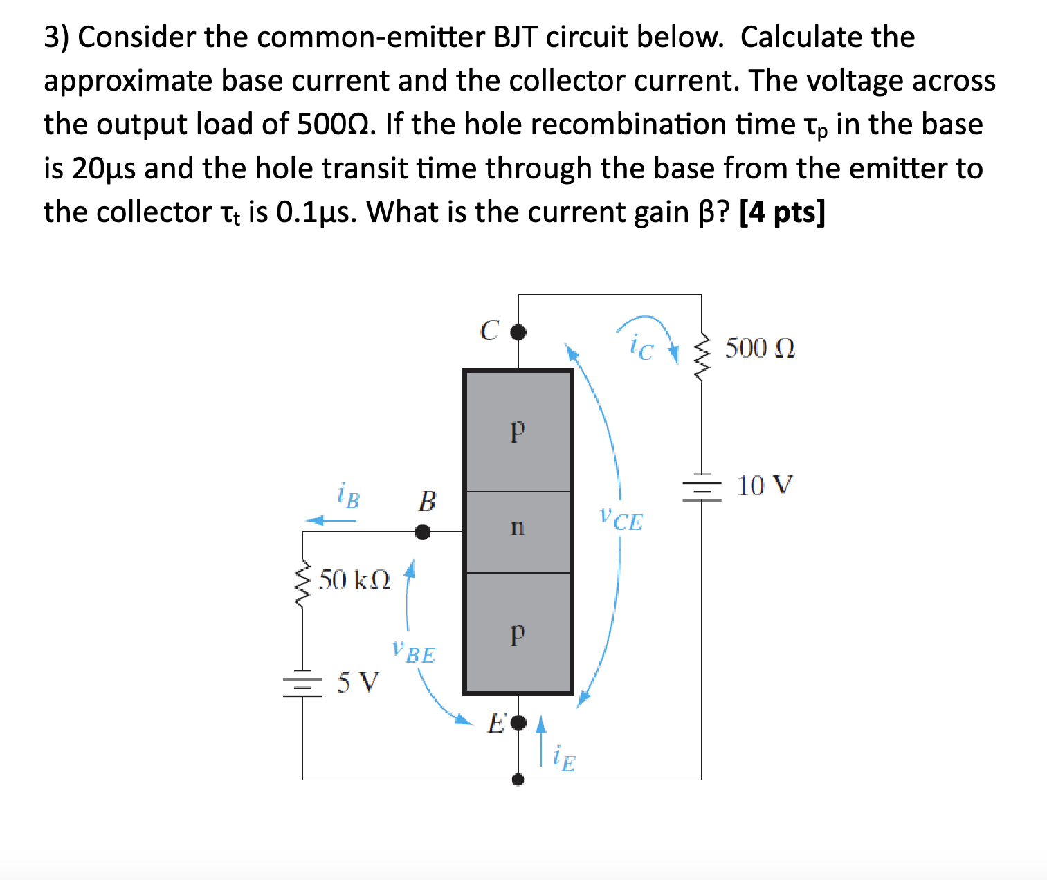 Solved 3) Consider the common-emitter BJT circuit below. | Chegg.com