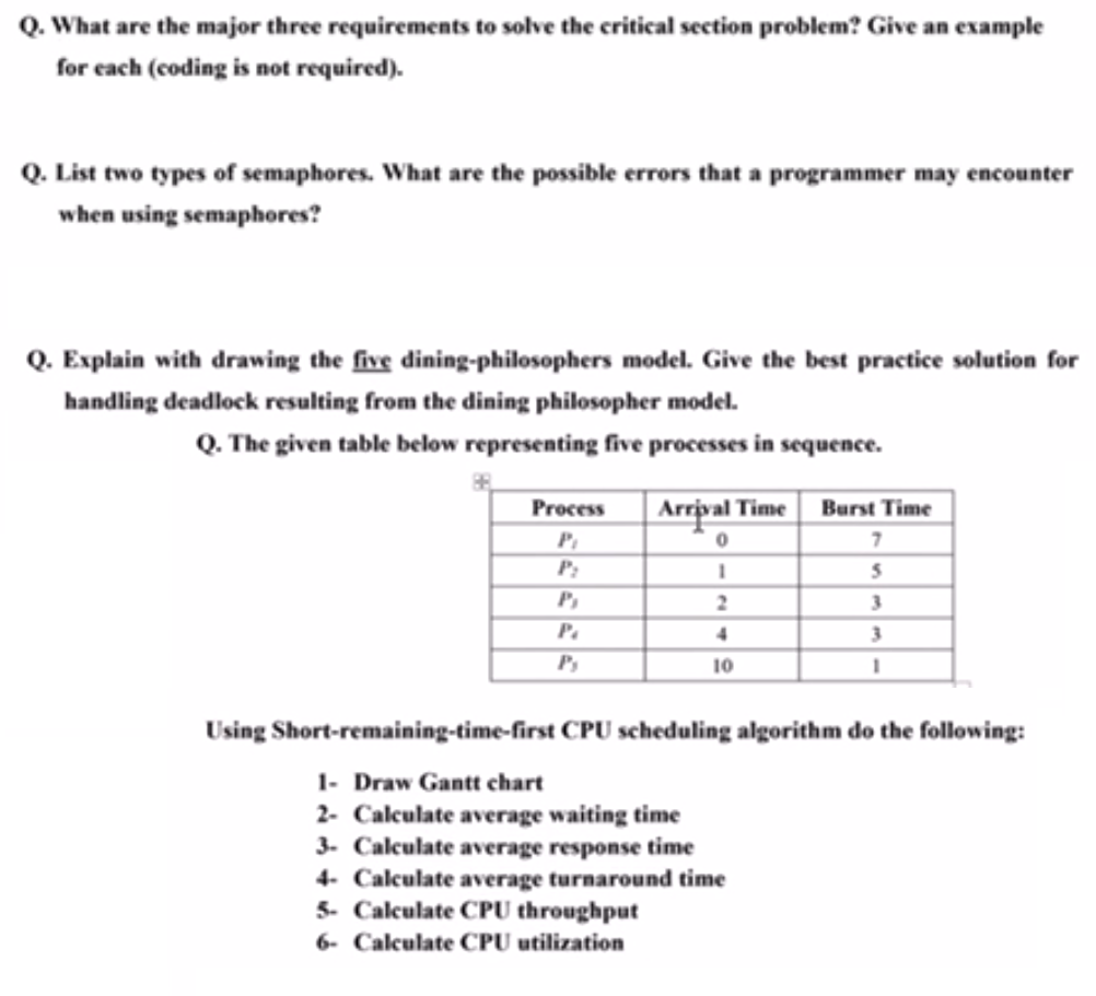 Solved Q. What are the major three requirements to solve the | Chegg.com