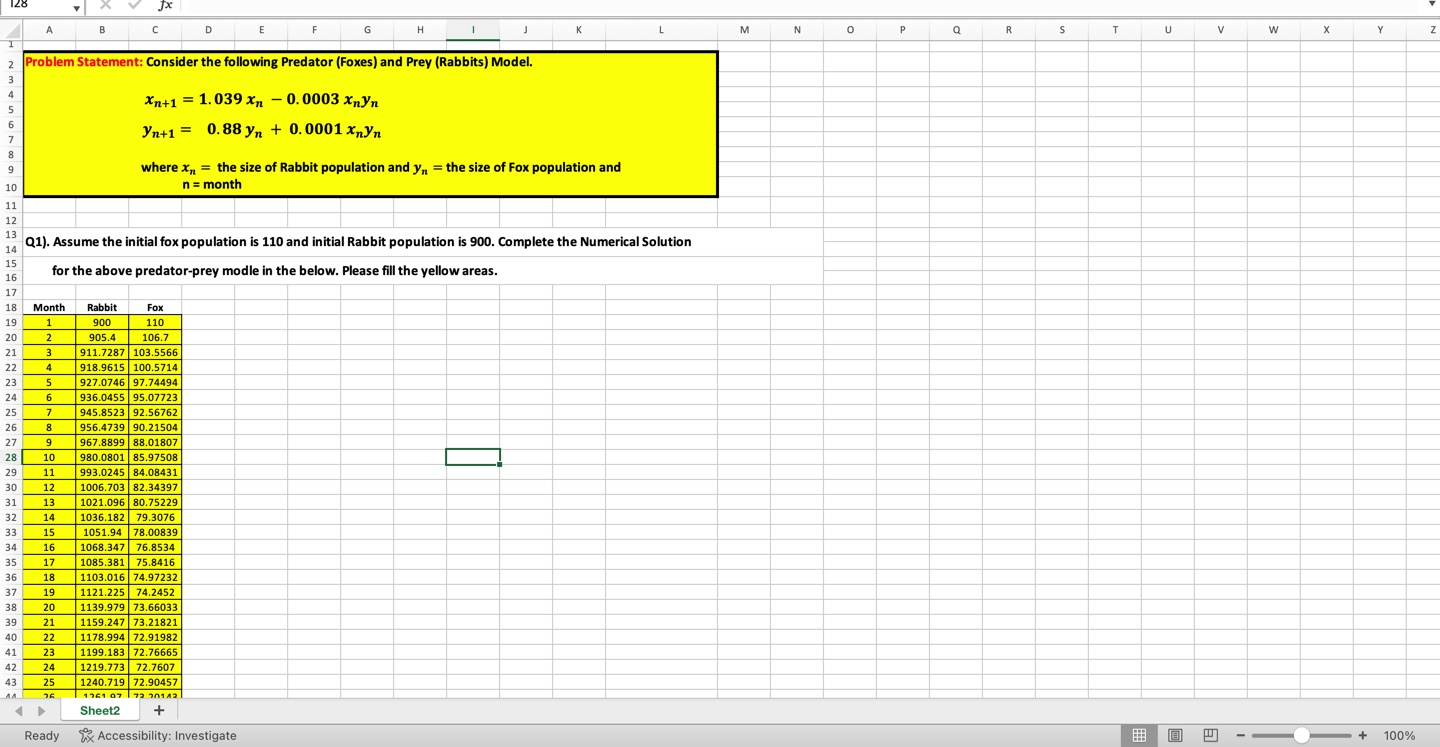 Solved Problem Statement: Consider the following Predator | Chegg.com
