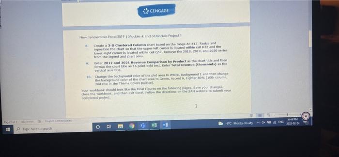 Solved CENGAGE Now Pencives Excel 2012 Mode End of Module | Chegg.com