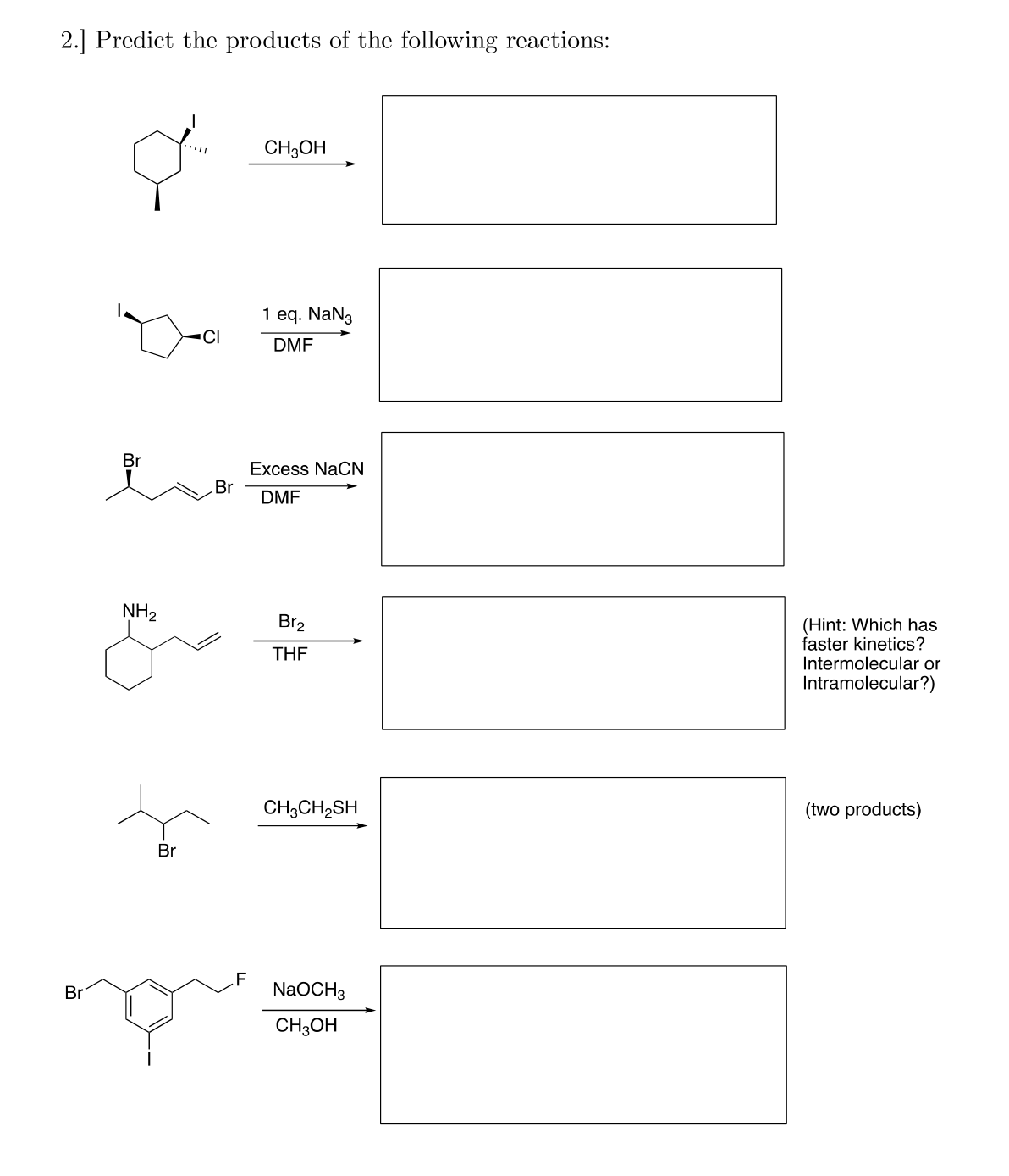Solved 2.] Predict the products of the following reactions: | Chegg.com