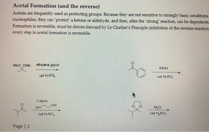 Solved Acetal Formation (and the reverse Acetals are | Chegg.com